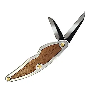 FLEXCUT Whittlin' Jack, with 1-1/2 inch Detail Knife and 2 inch Roughing Knife, 3 oz, Walnut Inlay Handle, (JKN88)