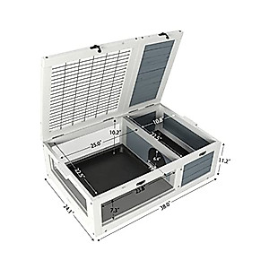 GDLF Wood Tortoise House Indoor Turtle Habitat Reptile Cage Removable Waterproof Tray (Grey &White)