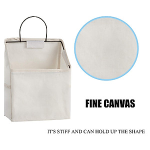 Qingsm 2 Pcs Wall-Hanging Storage Bags,Desktop Organizer Basket Cotton Linen Hanging Storage Basket for Kitchen,Bderoom,Living Room-Plant