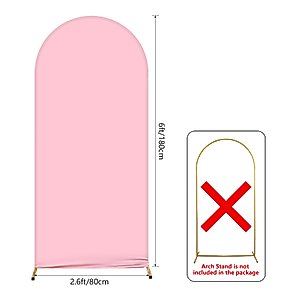 AIBIIN 2.6x6ft Pink Arch Wall Backdrop Round Top Backdrop Cover Valentine's Day Round Top Arch Frame Cover 2-Sided Fit Backdrop Stand for Wedding Baby Shower Birthday Bridal Shower Events Party Decor