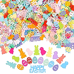 1500PCS Easter Confetti Rabbit Egg Chicken Shape Glitter Metallic Foil Table Scatters Confetti for DIY Party Decorations(1.6oz)