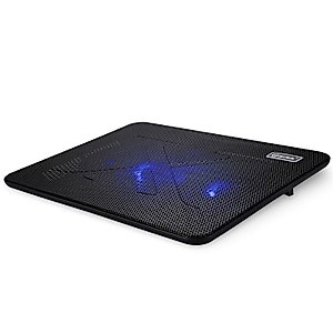 Laptop Cooling Pad, Coolertek Portable Slim Quiet Laptop Notebook Cooler Cooling Pad Stand with 2 Blue LED Fans, USB Powered, Adjustable Angled, Fits 11-14 Inch Laptop