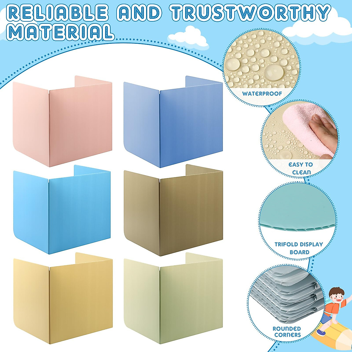 Patelai Privacy Folders, Privacy Boards for Student Desks, Classroom Privacy Folders with Labels, Test Dividers Trifold Board Desk Privacy Panel for School Students Teachers Office(24 Pcs)