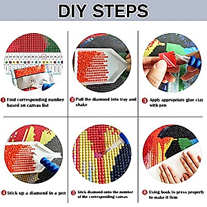 FFPTBNYX 6 Pack Diamond Painting Kits for Adults 5D Full Drill Diamond Art Paint with Round Diamonds DIY Gem Painting Kit for Home Wall Decor Gifts(12" x 16")