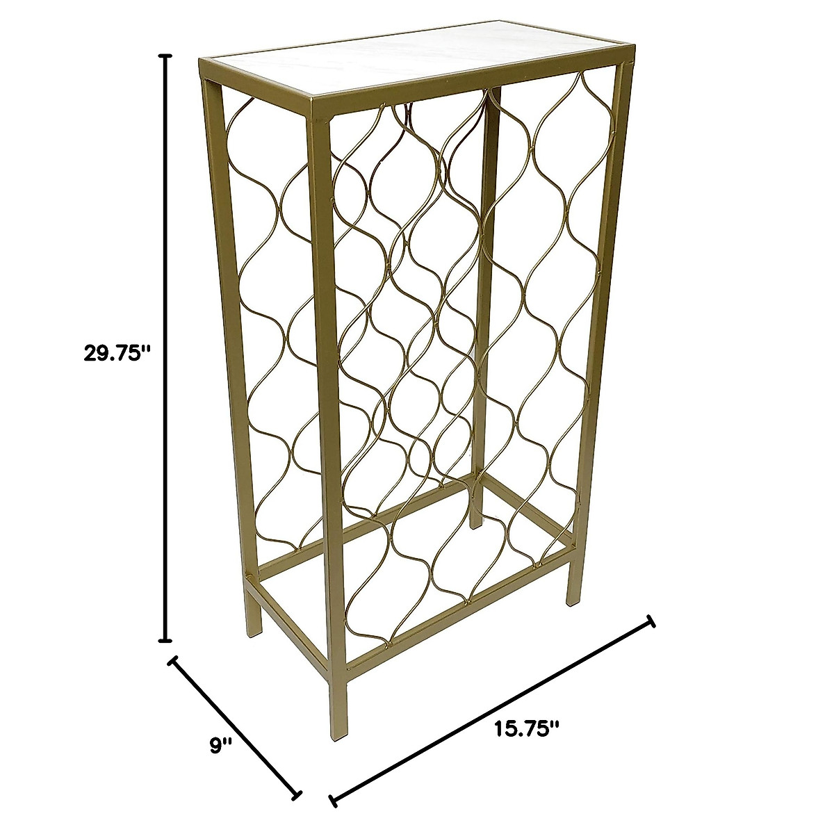 Wine Rack Bottle Holder for 18 Bottles - Decorative Mini Bar Stand with Marble Table Top - Gold Metal Free Standing Home Wine Organizer for Storage and Display in Kitchen, Pantry - by Designstyles