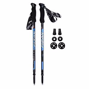 DROP + Fizan Compact Trekking Poles – Ultralight, Backpacking, Thru Hiking Poles, Adjustable, Collapsible, Customized Fit, EVA Grips, Blue (158 Grams Each)