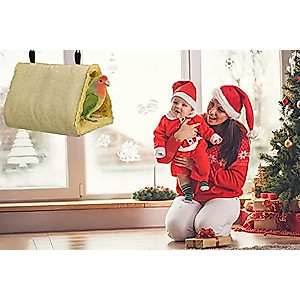 Vehomy Winter Warm Bird Nest Bird Parrot Hammock Swing Fluffy Bird Sleeping Bed Parrot Hideaway Bird Shed Hut House for Cockatiels Parakeet Budgies African Grey Hamster Ferret M
