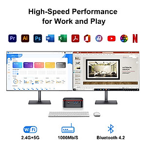 Blackview MP60 Mini PC 16GB DDR4 RAM 512GB M.2 SSD, Gaming Computer with Processor Intel N5095, VESA/Home/Business Mini Desktop, 4K HD Dual HDMI Gigabit Ethernet, Black