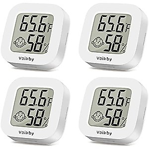 Vaikby Indoor Thermometer 4Pack, Humidity Gauge Meter Digital Hygrometer Room Thermometer for Home, Hight Accurate Temperature and Humidity Monitor for Greenhouse, Reptile, Humidors, Cellar, Office