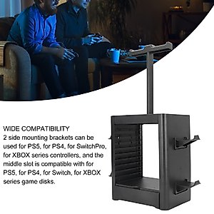 Pomya Game Storage Tower, Multi Purpose Desktop Storage Rack All in One Design, ABS Gamepad Disc Storage Bracket for, for, for Xbox Series