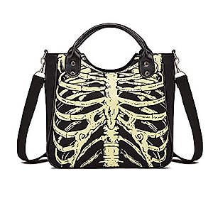 Goth Purse Grunge Skeleton Messenger Bag Y2K Backpack Gothic Punk Shoulder Satchels Alt School Handbag (Black)
