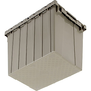 Global Industrial Distribution Container With Hinged Lid, 21-7/8x15-1/4x17-1/4, Gray
