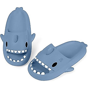KVbabby Cloud Shark Slides for Kids Toddlers Girls Boys Novelty Open Toe Sandals Cute Shower Pillow Slippers with Thick Sole for Outdoor Indoor Sky Blue 3-4 Big Kid