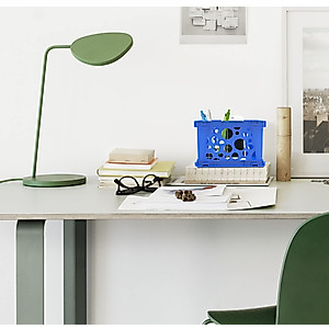 Storex Mini Crates – Stackable Small Storage Crates for Desktop Organization, 9 x 7.75 x 6 inches, School Blue, 12-Pack (61595U12S)