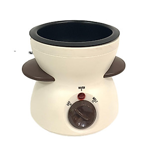 Chocolate Melting Pot Fondue Pot Electric Set for Chocolate and Cheese with Dipping Forks, 9-ounce Detachable Bowl, for Chocolate Melts Cheese Melts (White)