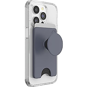 PopSockets Phone Wallet with Expanding Phone Grip, Phone Card Holder, Solid PopWallet - Shadow Blue