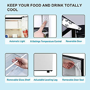 Frestec 4.5 CU' Small Refrigerator, Compact Refrigerator, Mini Fridge, Mini Fridge with Freezer, Door Swing, Stainless Steel Look (FR 450 SL)