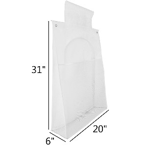 ALYER Hanging Mesh Laundry Hamper with Big Opening,Over The Door Toy Storage Bag with Bottom Zipper,Two Hanging Options Available(White)