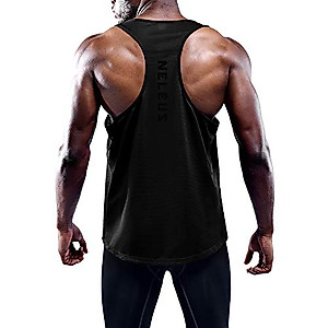 NELEUS Men's 3 Pack Workout Running Tank Top Sleeveless Gym Athletic Shirts,5080,Black/Grey/Red,L