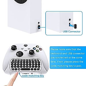 MENEEA Controller Keyboard for Xbox Series X/Series S/One/S/Controller, Mini Game Chatpad Keypad with Audio/3.5mm Headset Jack & 2.4Ghz Receiver Accessories for for Xbox Series X/S Game Controller