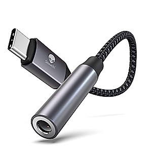 Stouchi USB C to 3.5mm Female Adapter, Type C Headphone Audio Jack Cable Cord Hi-Fi Dongle for iPhone 15, Pixel 8 7 6a, Samsung Galaxy S22 S21 Ultra Z Flip Note20,2022 iPad Pro -Grey