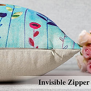 Artscope Set of 4 Decorative Throw Pillow Covers 18x18 Inches, Flowers Pattern Waterproof Cushion Covers, Perfect to Outdoor Patio Garden Living Room Sofa Farmhouse Decor