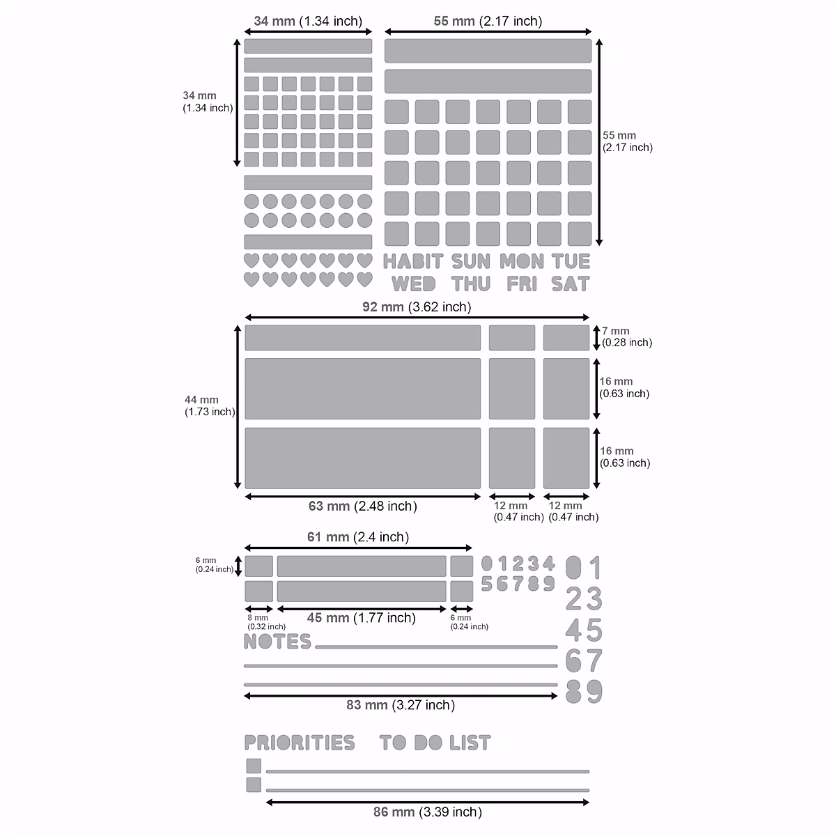 Aleks Melnyk No.423 Metal Stencil for Bullet Journaling, Makeselife Stencil Bookmark, Planning, Banners, Lines, Lists, Planner Stamps, Habit Tracker, Dot Journal Stencil for Diary, Template, Scrapbook