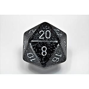 Chessex 34mm Single Speckled Ninja D20 Die, 20 Sides, Polyhedral Die, Table Game Accessories, Role Play, Dungeons and Dragons(D&D)