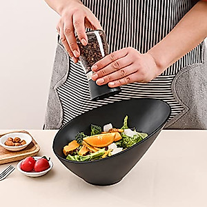 LOVYANXUE Bamboo Fiber Salad Bowls, 4 Packs Serving Bowls, Compostable 33 Ounce Pasta Bowls, Elegant Black Angled Bowls for Salad, Pasta, Soup, Prep, Ideal for Home and Restaurant (Black, 9.5Inch)