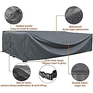 Patio Furniture Set Cover Outdoor Sectional Sofa Set Covers Waterproof Outdoor Dining Table Chair Set Cover Heavy Duty 128" L x 83" W x 28" H