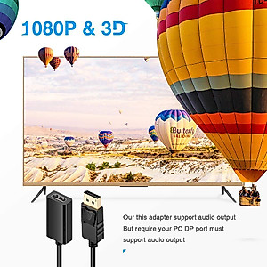 Bonzon BR DisplayPort to HDMI Adapter, Portable, Transmits HD Audio and Video, Supports 1920x1200 / 1080P, Gold-Plated Connectors