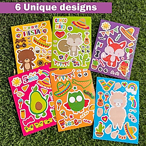 Mexican Cinco de Mayo Animal Stickers 36pcs Holographic Party Favor Supplies