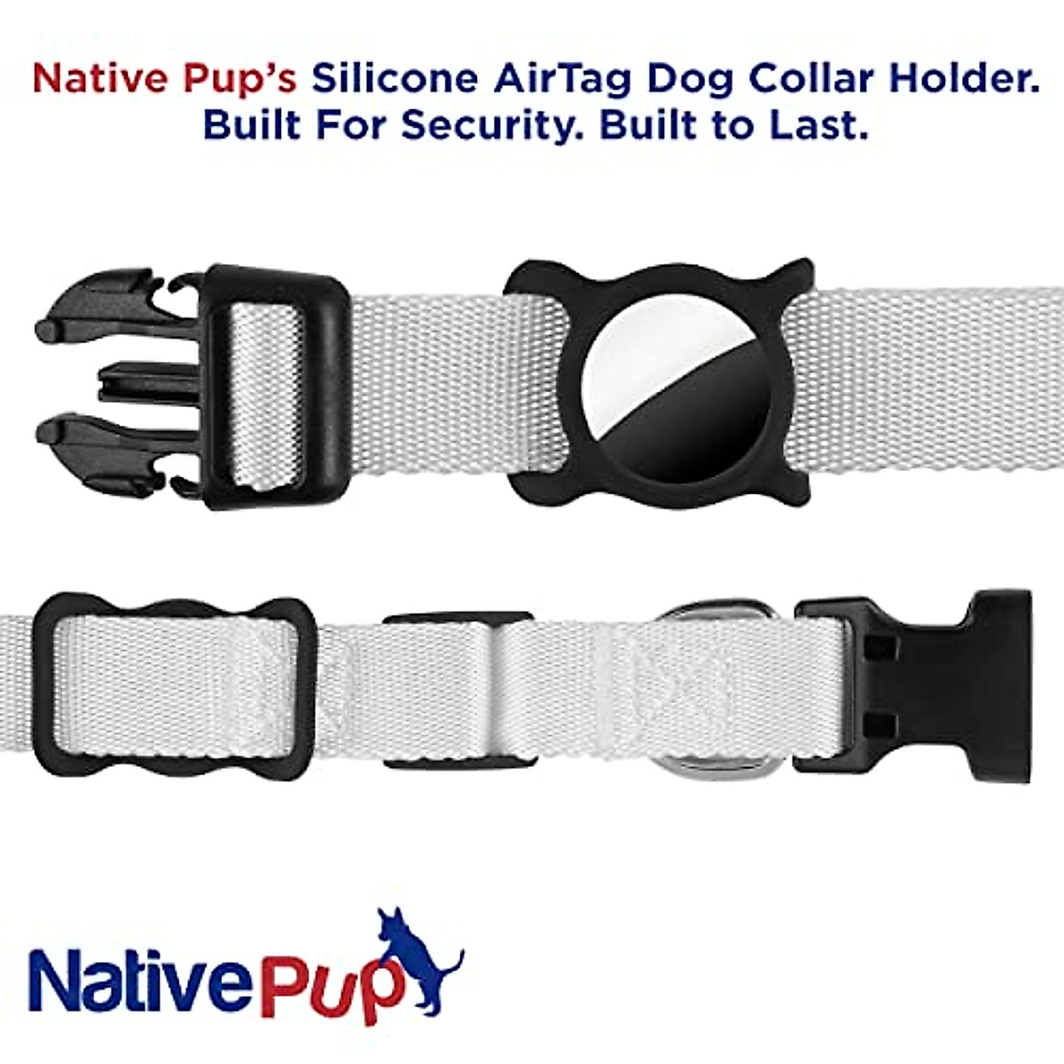 Native Pup Airtag Dog Collar (2 Pack) (Black/Blue)