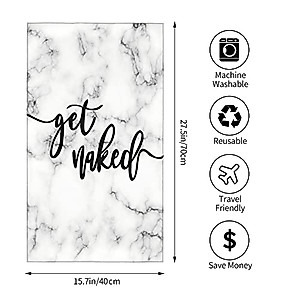 AIYOOLER Marble Bath Towels Set of 2 White Grey Marble Texture Get Naked Hand Towels for Bathroom,Decorative Kitchen Dish Guest Towel Soft Absorbent Small Bath Hand Towel for Spa,Gym,Yoga 28x16 in