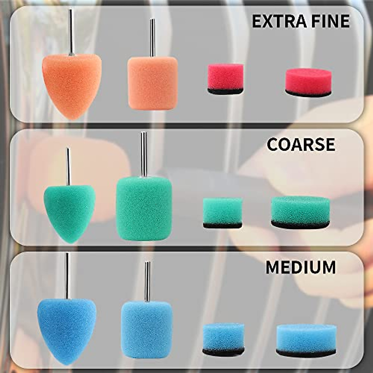 SI FANG 22 Pcs Mini Buffing Polishing Pads Kit, Car Detail Mini Polisher Foam Pads for Rotary Tools Tight Area Detailing Polishing Waxing & Sealing Glaze, Car Headlights Door Handles Scratch