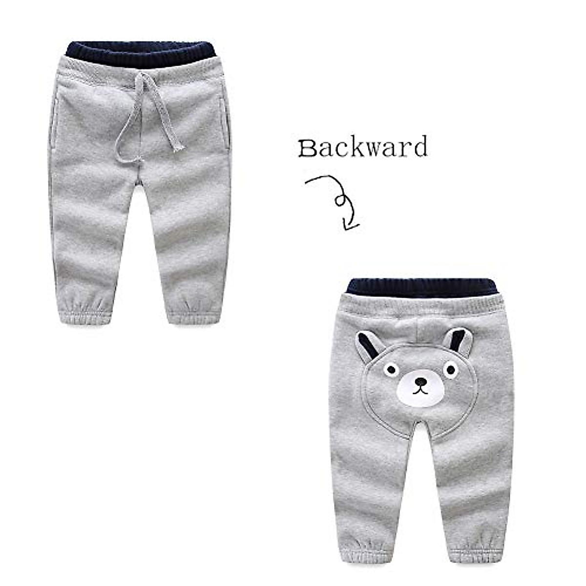 Mud Kingdom Baby Boys Joggers Winter Cute Bear Fleece 18-24 Months Gray