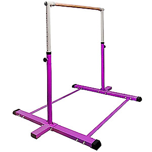 SL Power Gymnastic Kip Bar,Horizontal Bar for Kids Girls Junior,3' to 5' Adjustable Height,Home Gym Equipment,Ideal for Indoor and Home Training,1-4 Levels,300lbs Weight Capacity (Pink)