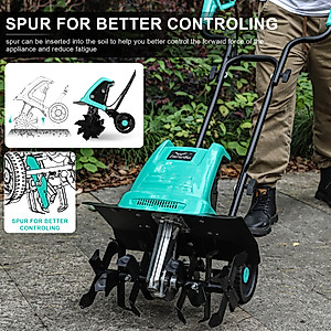 IncwBo Tiller Cultivator 17 inch 15 Amp 6 Steel Tines Tillers for Gardening Electric Rototiller for Garden Yard