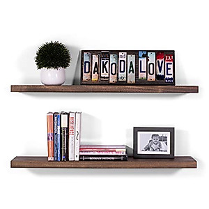 DAKODA LOVE Floating Shelves | Solid Poplar | Premium Craftsman Quality | Easy Hidden Bracket Wall Mount | Set of 2 (Espresso, 24" L x 10" D)
