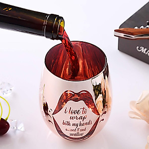 homeconlin Naughty Bachelorette Gifts - Funny Gag Gifts for Women - I Love To Wrap Both My Hands Around It and Swallow Wine Glass 1 Count (Pack of 1)
