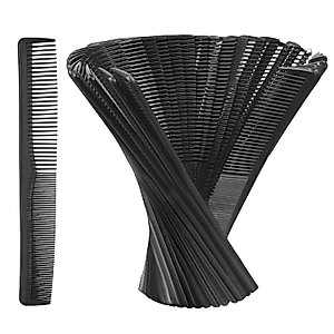 Hestya 36 Pack Hair Comb Bulk 7 Inch Carbon Fiber Cutting Comb All Purpose for Men Women Plastic Hairdressing Styling for Salon or Hotel Hair Care, Black