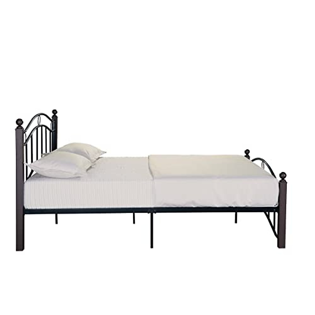 Epinki Full Size Metal Bed Frame with Headboard and Footboard, Black, No Box Spring Needed, Easy Assembly
