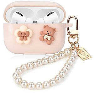 Cute Kawaii Airpod Pro 2nd Generation Case Cover 2022 Compatible with Aesthetic Airpods Pro 2 Case Bear for Girl and Women (Brown)