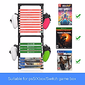 HEATFUN Video Game Storage, Storage Tower for PS5 Games, Storage Stand for Xbox Nintendo Switch Games (for 24 Game Boxes)