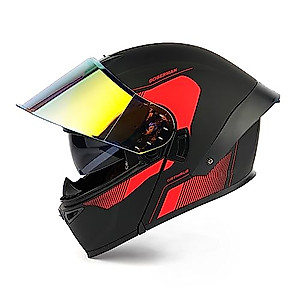 Orthrus Modular LED Full Face Motorcycle Helmet - DOT Approved, Flip-Up Dual Visor Design for Motorbikes, Street Bikes, Mopeds, Racing, Commuting - Unisex Adult