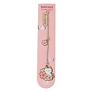 Romantic Sakura Rabbit Alloy Chain Pendant Bookmark Alloy Chain Paper Clips Book Tag School Office Supply(B)
