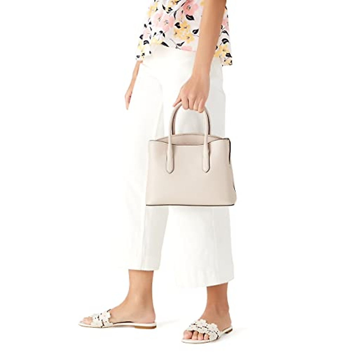 Kate Spade Rory Saffiano Leather Medium Satchel Crossbody Bag Purse Handbag (TUSK)