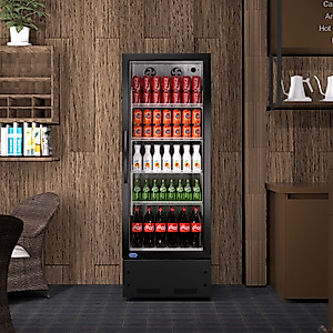 KICHKING 8 Cu.ft Merchandiser Refrigerator, 35~46℉, 21.7" W Glass Door Upright Display Refrigerator, Beverage Cooler, LED Lighting, Drink Fridge-Black, for Home Restaurant Grocery Stores