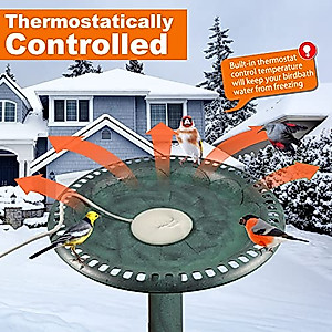 YaNovate Bird Bath Deicer for Outdoors in Winter, 2023 Birdbath Deicer 70 Watts Pond De-icer Full-Covered Aluminum Water Heater Heated Thermostatically Controlled with Auto Shut Off for Patio Yard