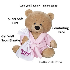 Ganz 10.5" Get Well Teddy with Pink Robe Plush